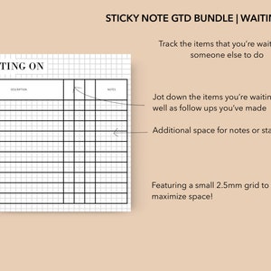 Getting Things Done Sticky Notes Bundle, Printable GTD Method Worksheet ...