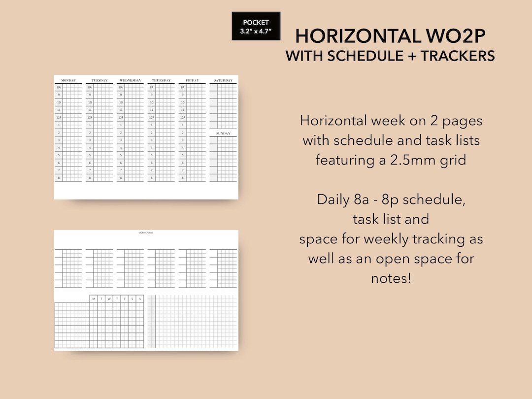 Pocket Horizontal Weekly With Schedule and Tracker 2.5mm Grid, Weekly ...