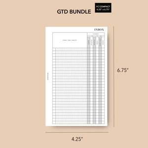 FC Compact Getting Things Done Printable Planner Inserts, GTD Method Insert Bundle, Getting ...