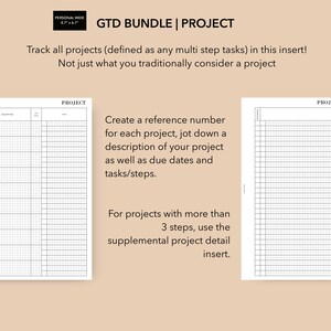 Personal Wide Getting Things Done Printable Planner Inserts, GTD Method Insert Bundle, Getting ...