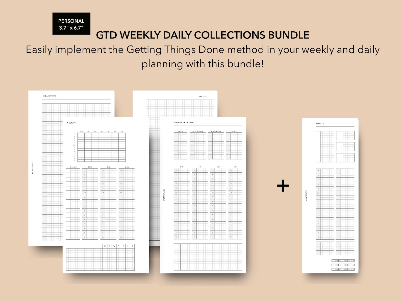 Personal GTD Planner Inserts, Getting Things Done Weekly Daily ...