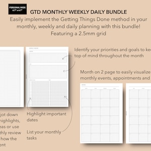 Personal Wide Getting Things Done Printable Planner Inserts, PW Inserts ...