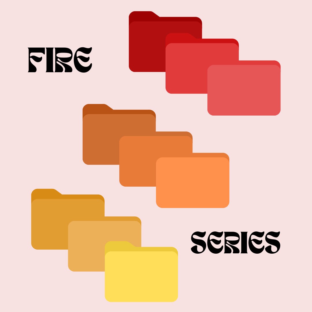 Warm Tone Folder Icons: Red, Orange, Yellow MacBook Set (digital ...