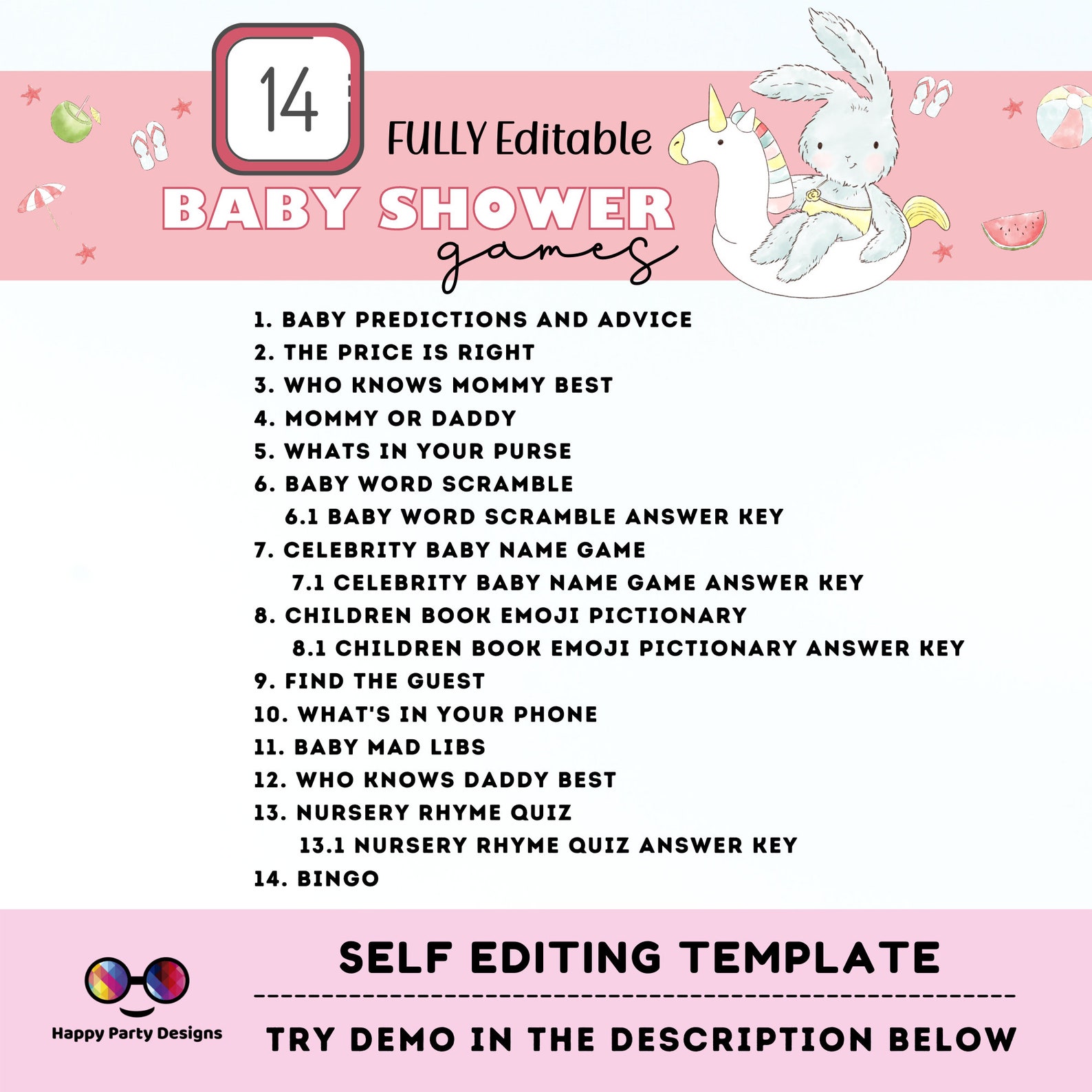 Editable Pool Baby Bash Games Bundle Digital Pool Party Baby - Etsy