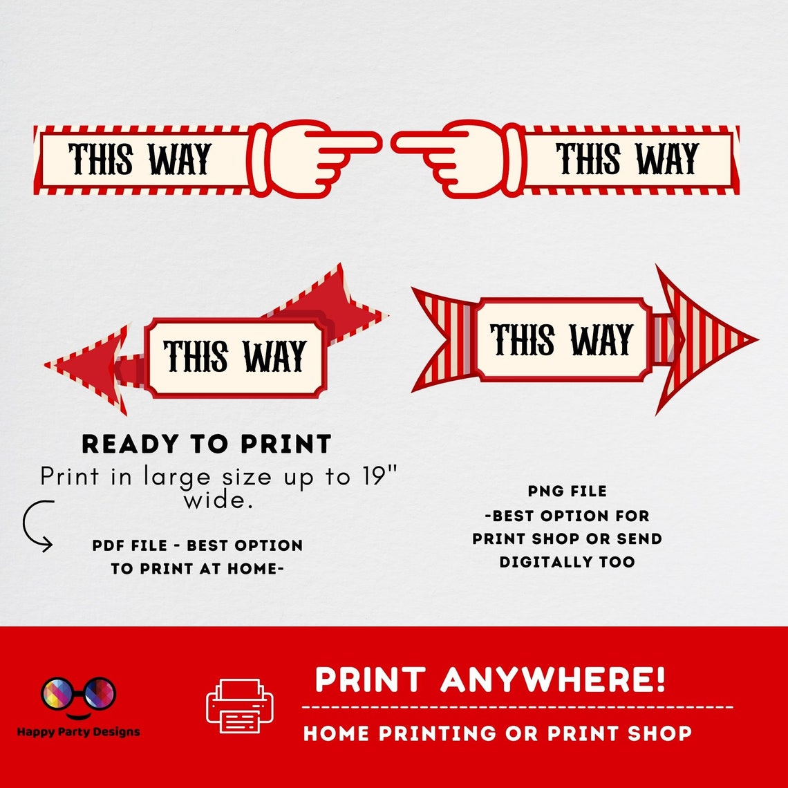 Editable Carnival Arrow Signs Posters Printable Birthday - Etsy