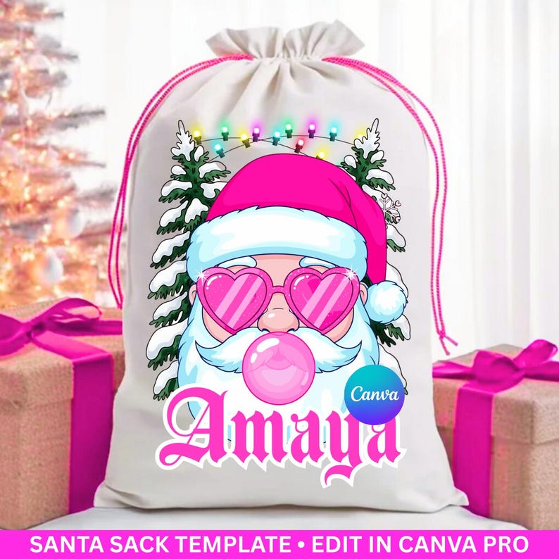 Editable Santa Sack Template Bundle, Diverse Santas (canva Template) - Etsy