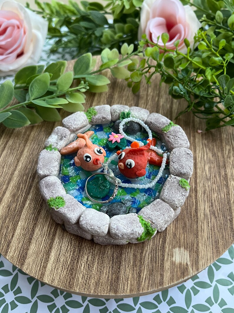 Handmade Polymer Clay Fish in a Pond Trinket Dish, Jewelry Dish - Etsy