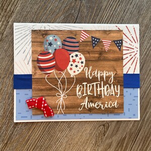 4th of July Card, Independence Day Card, Handmade Card, Flag Card ...