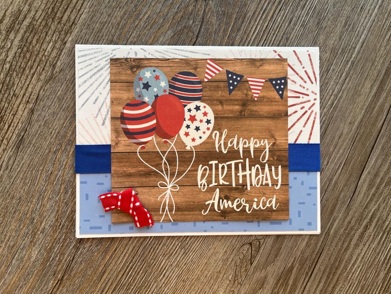 4th of July Card, Independence Day Card, Handmade Card, Flag Card ...