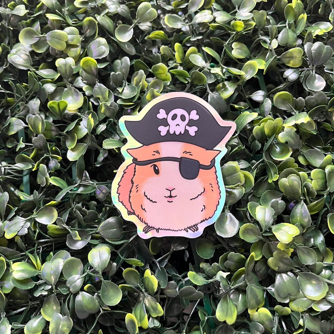 Pirate Hamster Holographic Sticker | Water Resistant Halloween Die Cut ...