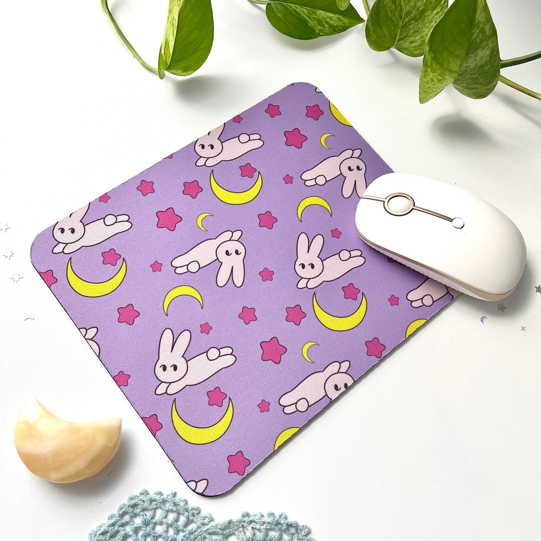 Moon Bunny Mousepad Aesthetic Anime Decor for Office Handmade - Etsy
