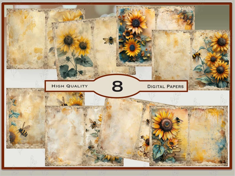 Sunflowers and Bees, Bee Summer Printable Kit, Watercolor Bee Digital ...