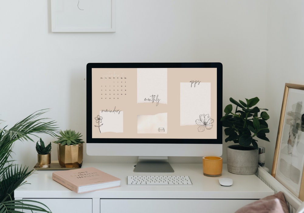 Digital Desktop Organizer Wallpapers 2023-2024 Minimalistic Floral With ...