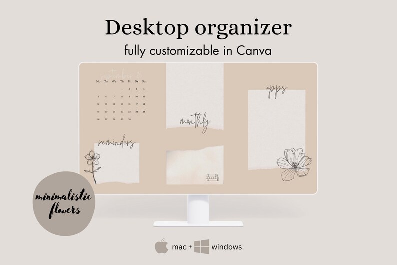 Digital Desktop Organizer Wallpapers 2023-2024 Minimalistic Floral With ...