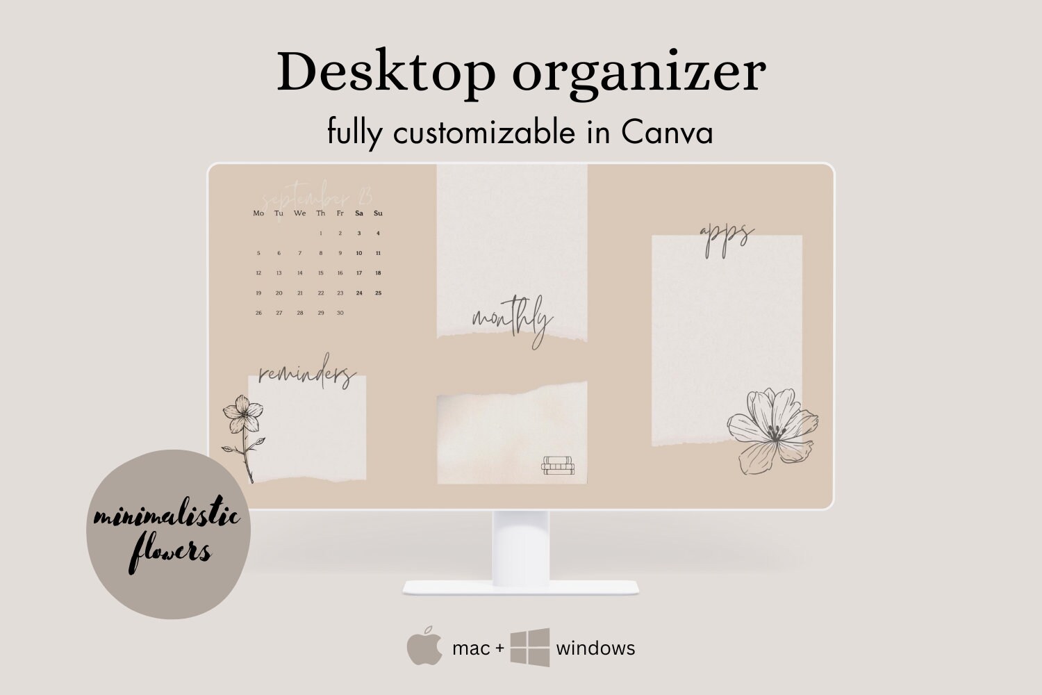 Digital Desktop Organizer Wallpapers 2023-2024 Minimalistic Floral With ...