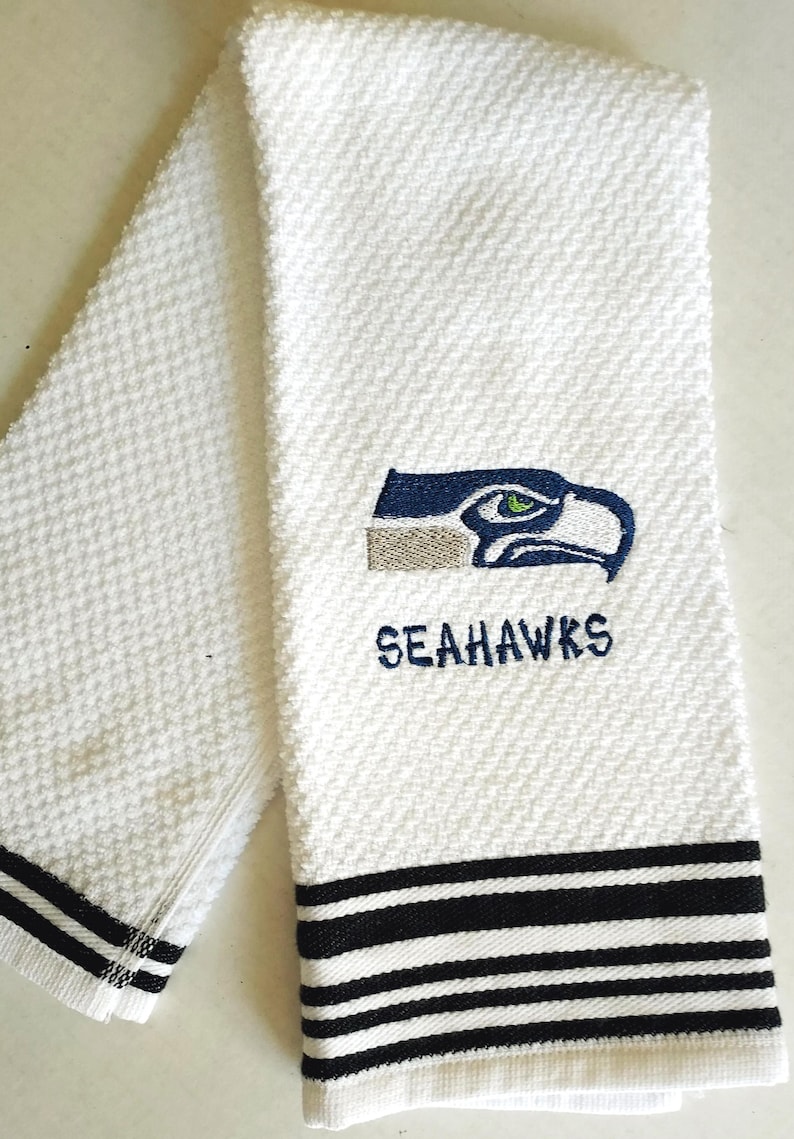 Seattle Seahawks Embroidered Hand Towels (set of 2) - 100% Cotton - Etsy