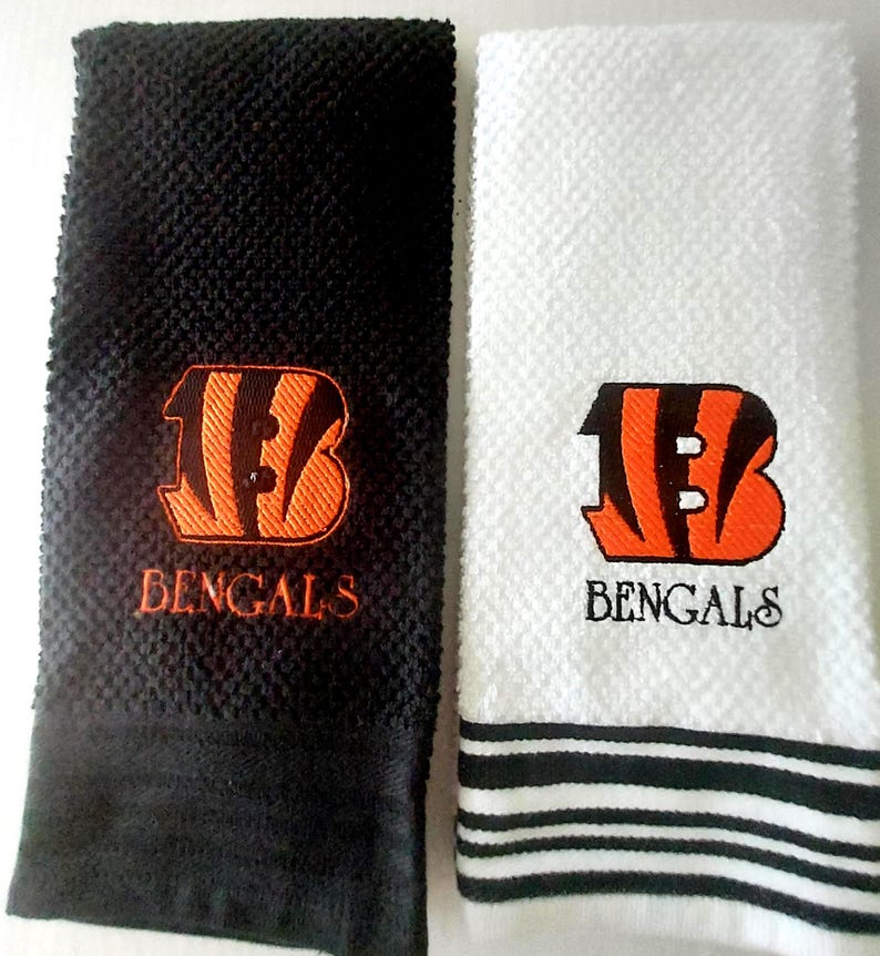 Cincinnati Bengals Embroidered Hand Towels - Set of 2 Cotton Kitchen ...