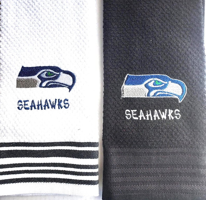 Seattle Seahawks Embroidered Hand Towels (set of 2) - 100% Cotton - Etsy