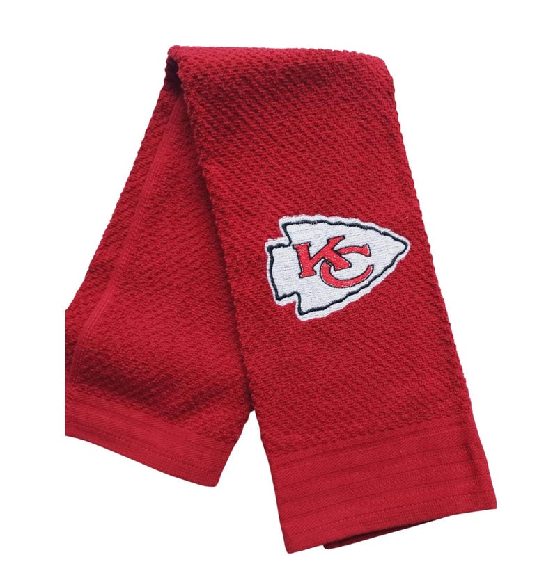 Kansas Chiefs Embroidered Tea Towels - Set of 2 Handmade Cotton Hand ...