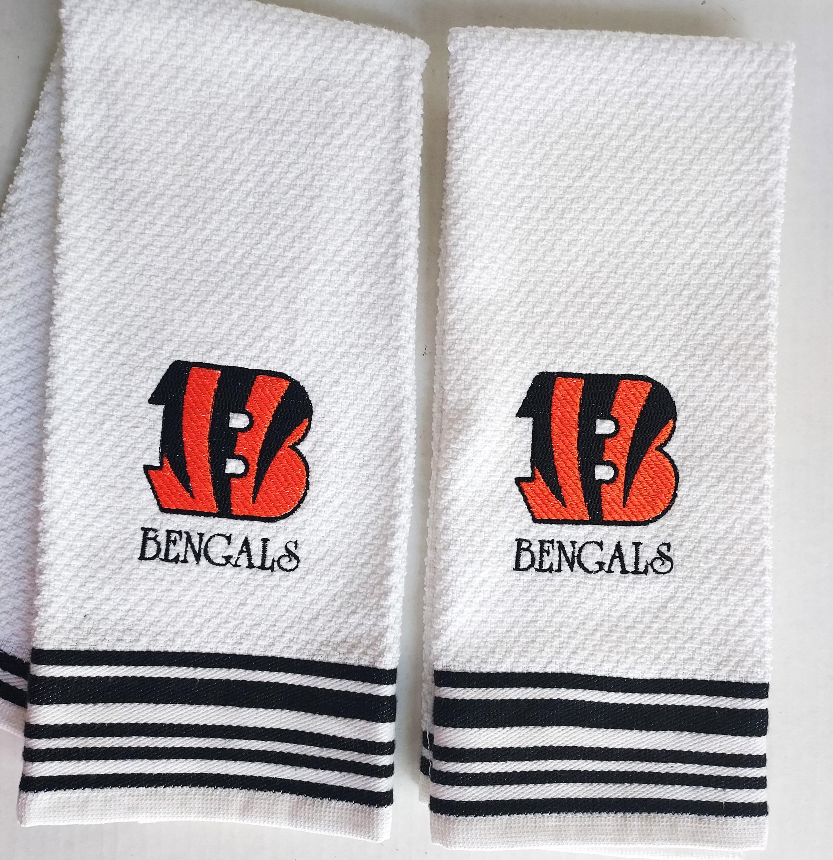 Cincinnati Bengals Embroidered Hand Towels - Set of 2 Cotton Kitchen ...