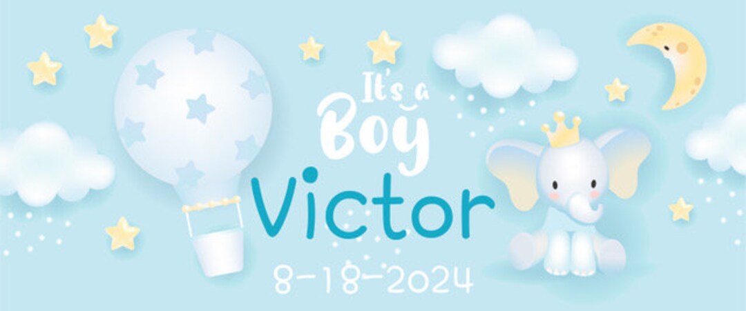 Welcome Baby Boy Banner Custom Name and Date, Baby Shower Banner, It a ...