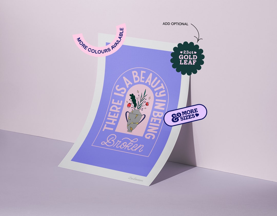 Kintsugi - Hand Lettered Calligraphy Giclée Art Print | Motivational ...