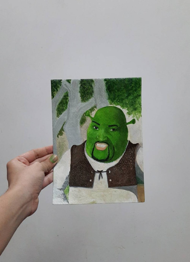 Will Smith as Shrek Meme Original Painting on a Cotton Paper Done With ...