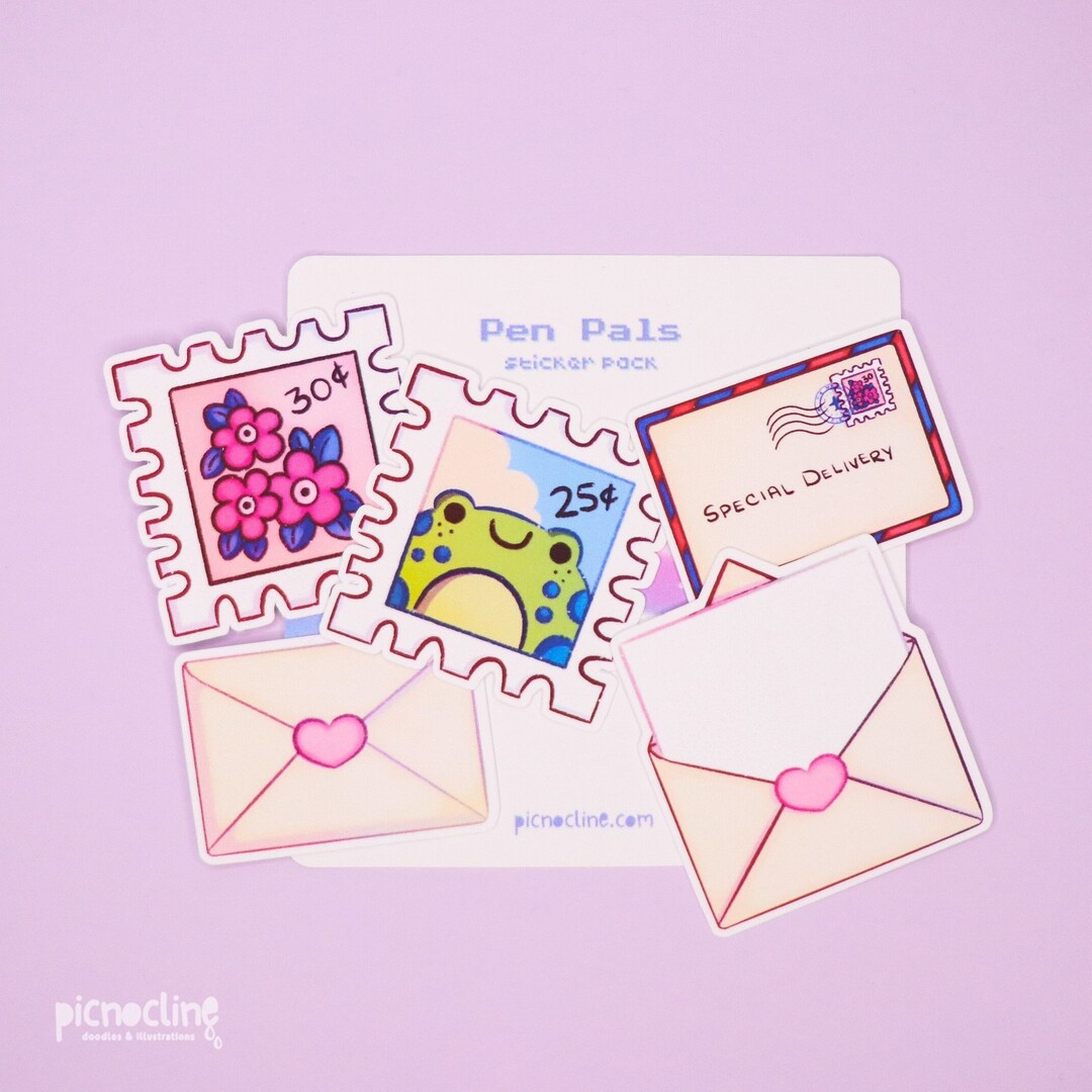 Pen Pals Sticker Pack With Writable Letter! | 5 Matte Vinyl Stickers - Etsy