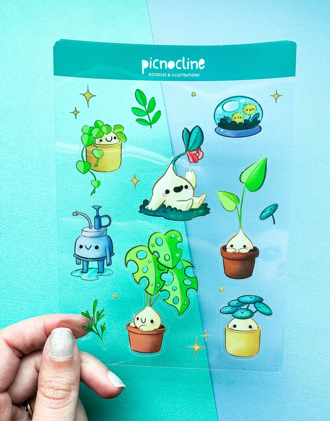 Plant Friends Stickers | Cute Silly Plants and Foliage Clear Vinyl ...