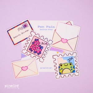 Pen Pals Sticker Pack With Writable Letter! | 5 Matte Vinyl Stickers - Etsy