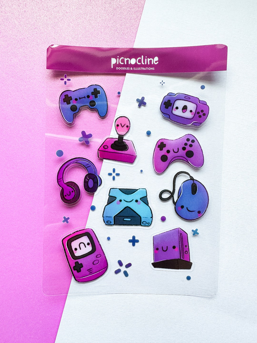 Game Over Stickers | Cute Silly Gaming Console Clear Vinyl Glossy ...