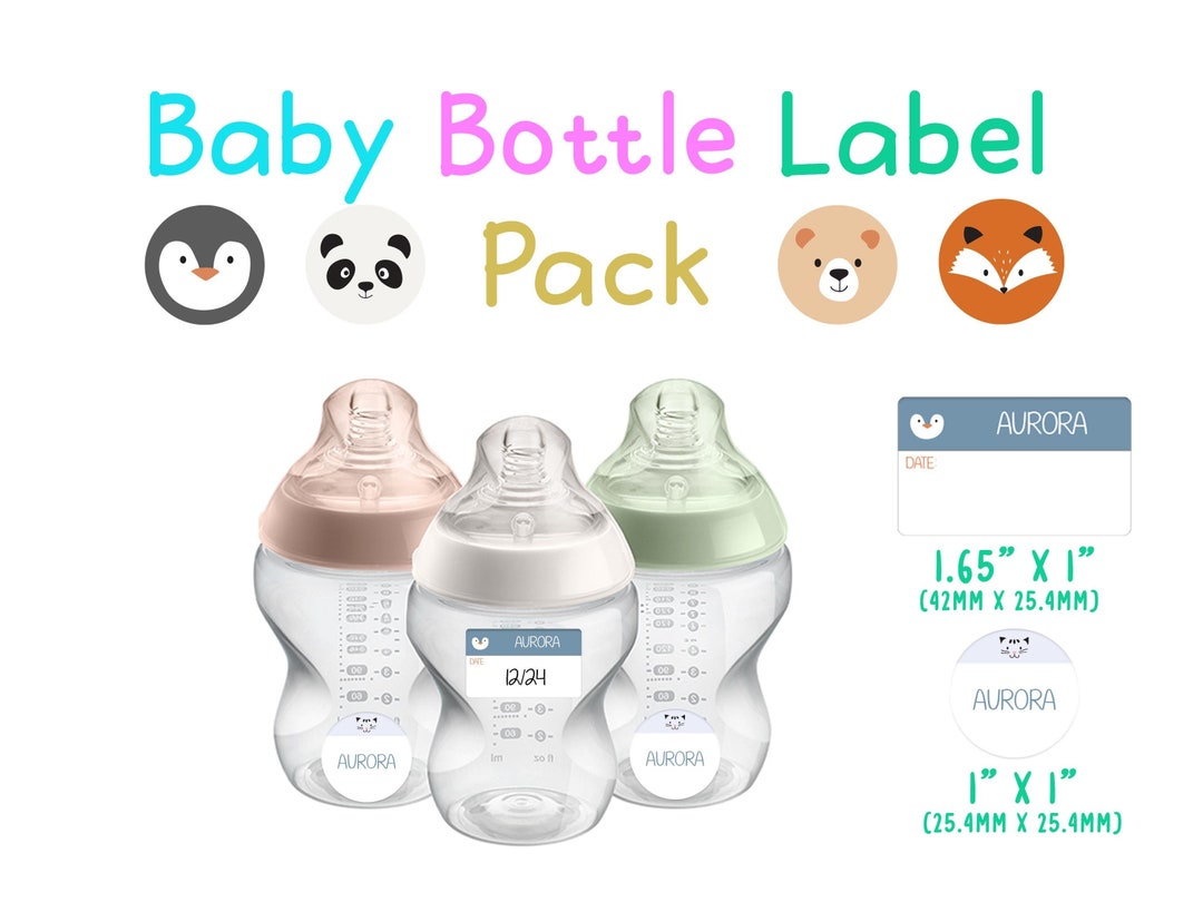Cute Animal Personalized Baby Bottle Label Pack | Waterproof Labels ...