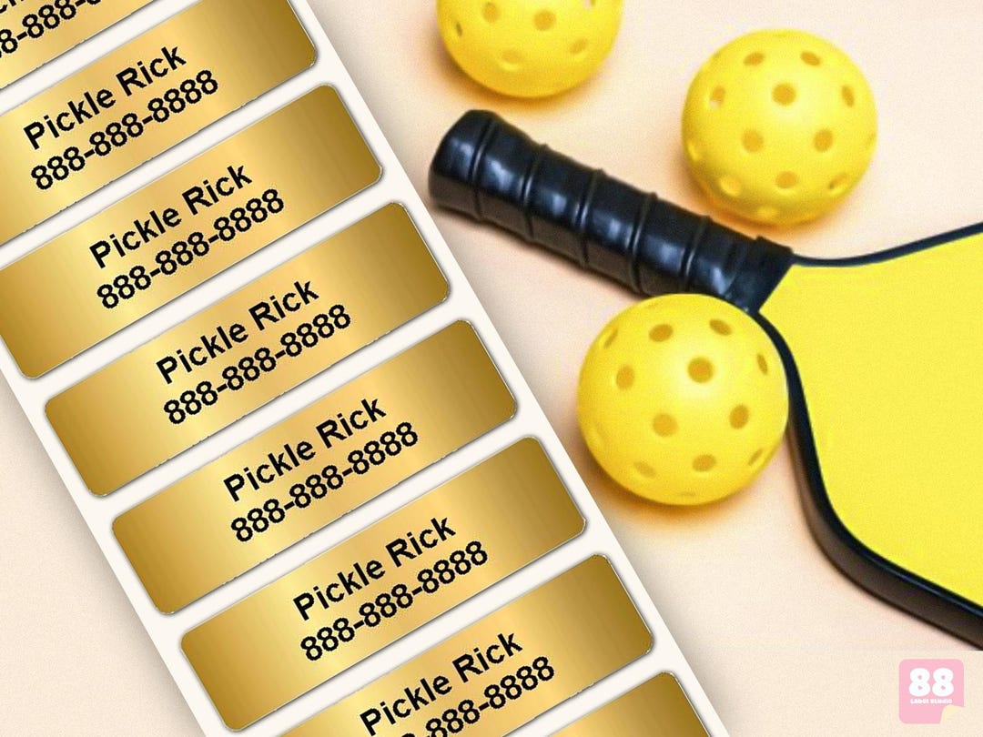 Metallic Gold Pickleball Name Labels: Waterproof Gear Stickers - Etsy