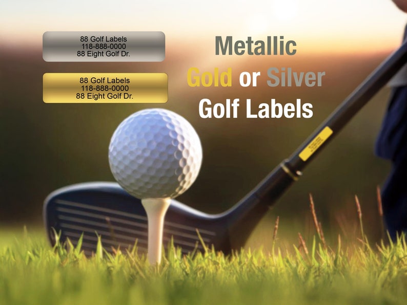 Customizable Premium Metallic Gold or Silver Golf Club Labels 28/36 PCS ...