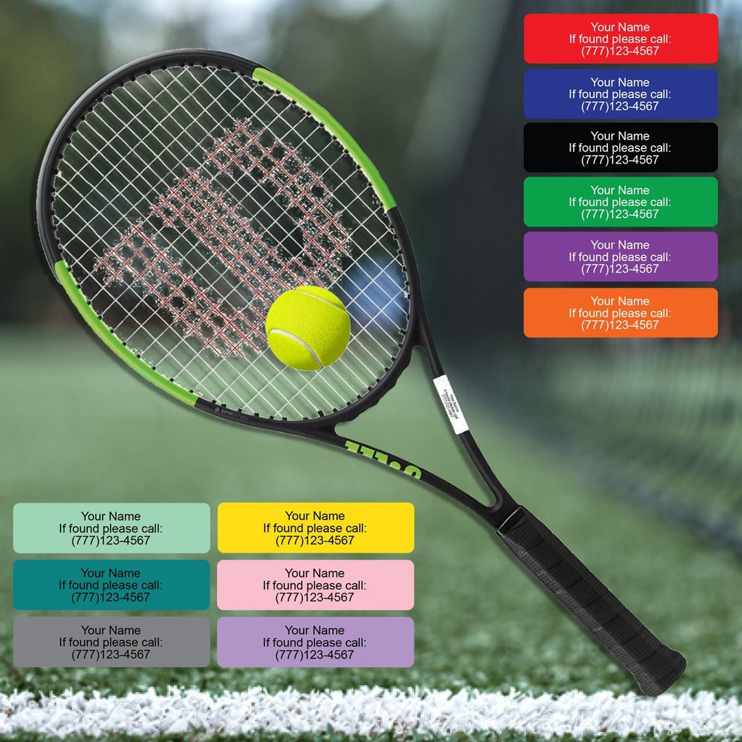 Customized Colored Tennis Racket Labels 28/38 Pcs - Personalized Tennis ...