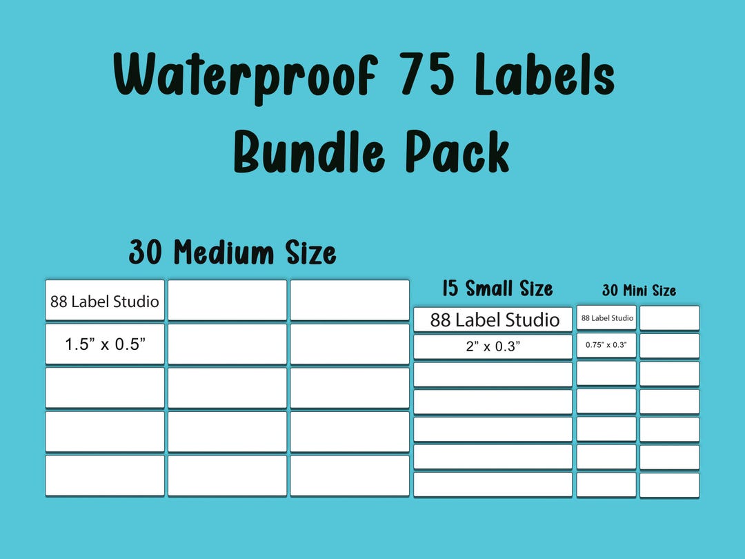 Waterproof Label Bundle Pack | White Plain Custom Labels | Name Tags ...