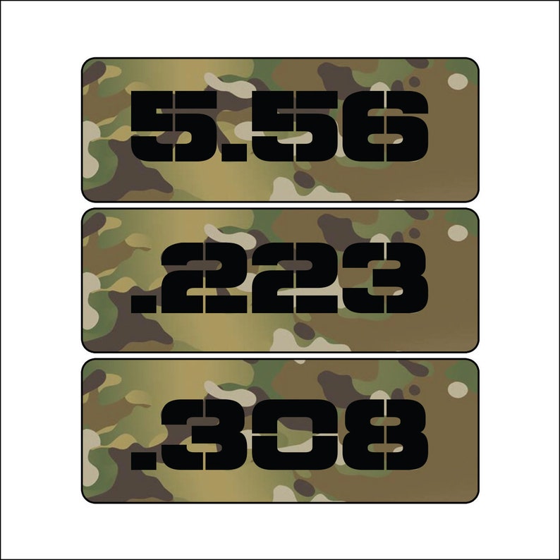Custom Ammo Case Label Multicam Vinyl Sticker Decals - 9MM | .45 | 5.56 ...