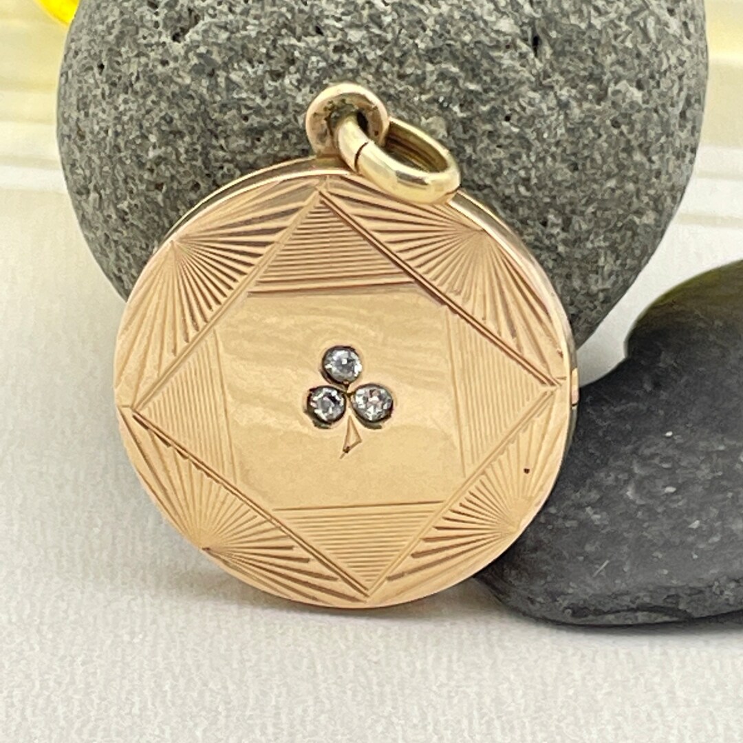 Edwardian 15ct Gold, Old Cut Diamond, Shamrock Locket - Etsy