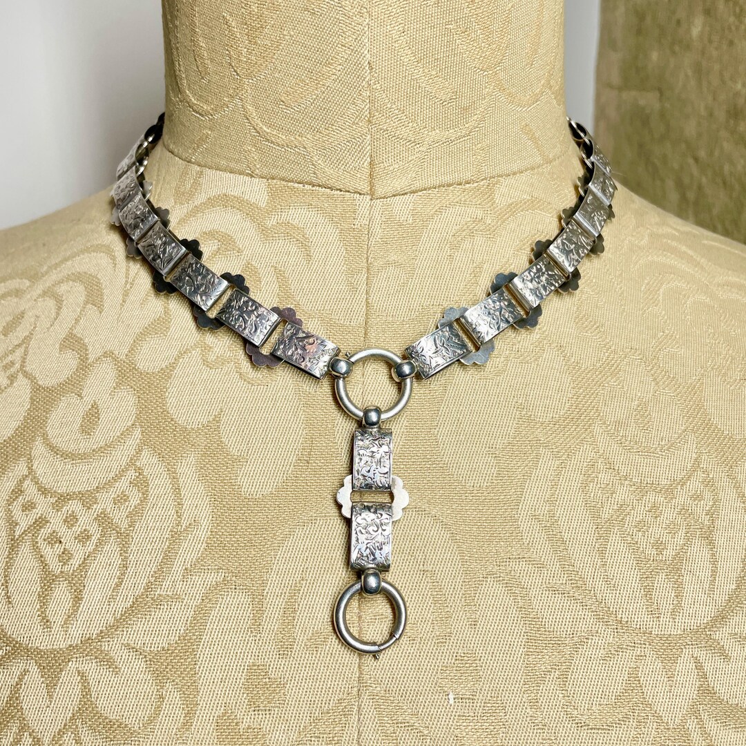 Victorian Sterling Silver, Book Chain Collar Necklace, 52 Grams - Etsy