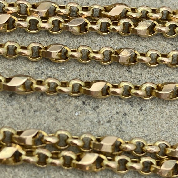 Antique 9ct Gold, Long guard Chain, Tulip & Belcher L… - Gem