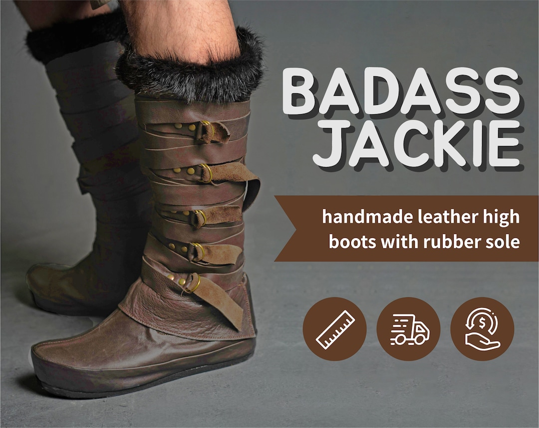 Fix SIZE Larp Low Boots With Greaves With Fur Medieval SCA Shoes Ren ...