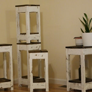 SMALL Reclaimed Wood Style Rustic Farmhouse-style End Table/ 10X10X26 ...