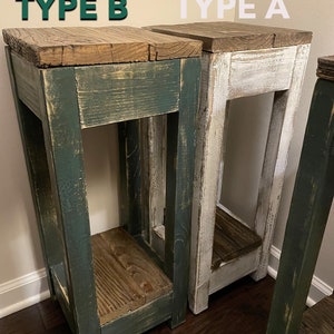 SMALL Reclaimed Wood Style Rustic Farmhouse-style End Table/ 10X10X26 ...
