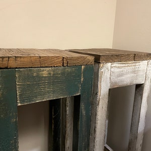 SMALL Reclaimed Wood Style Rustic Farmhouse-style End Table/ 10X10X26 ...