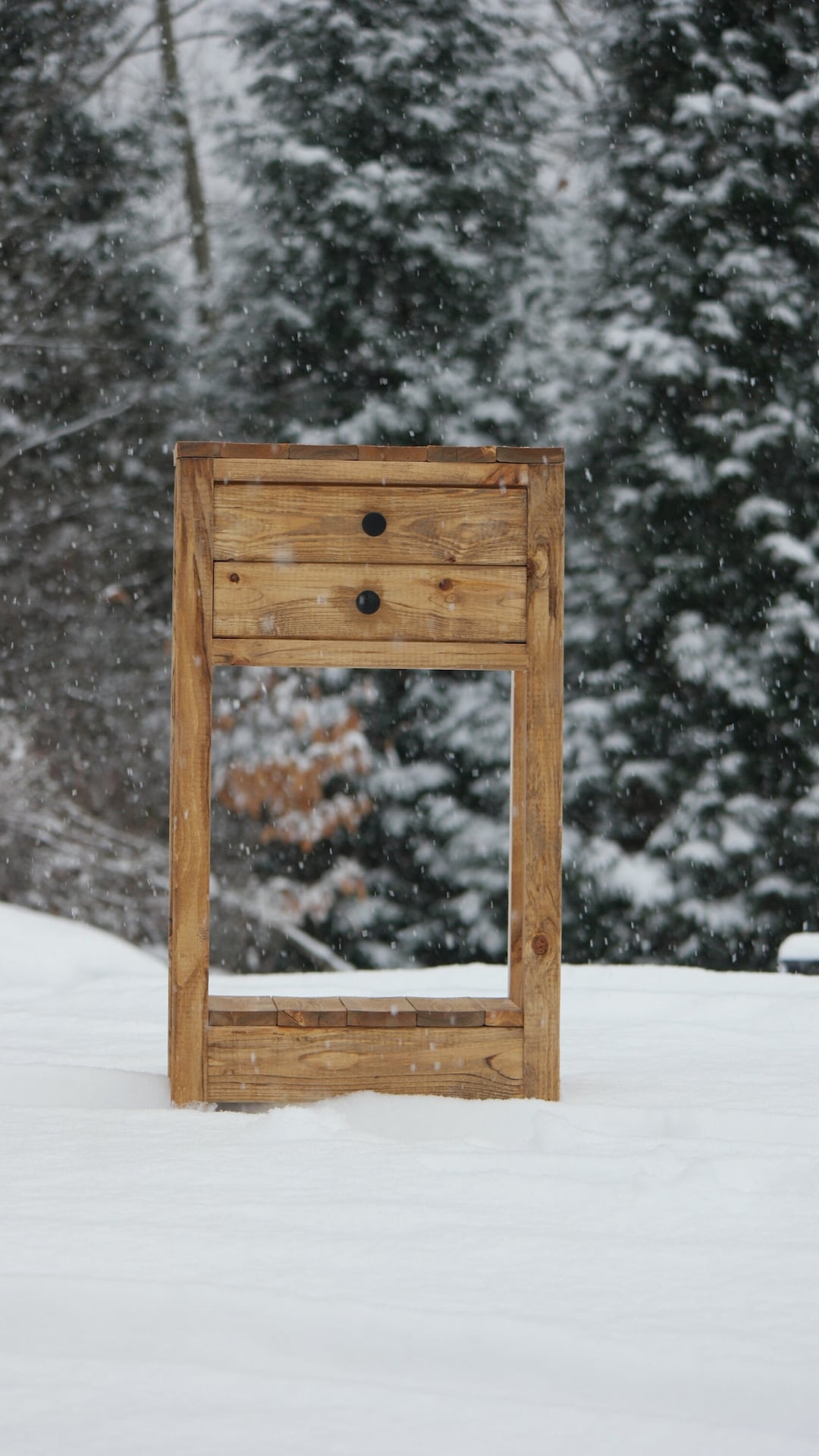 Solid Wood Table With 2 Drawers & Shelf (single / Set of 2) - Etsy
