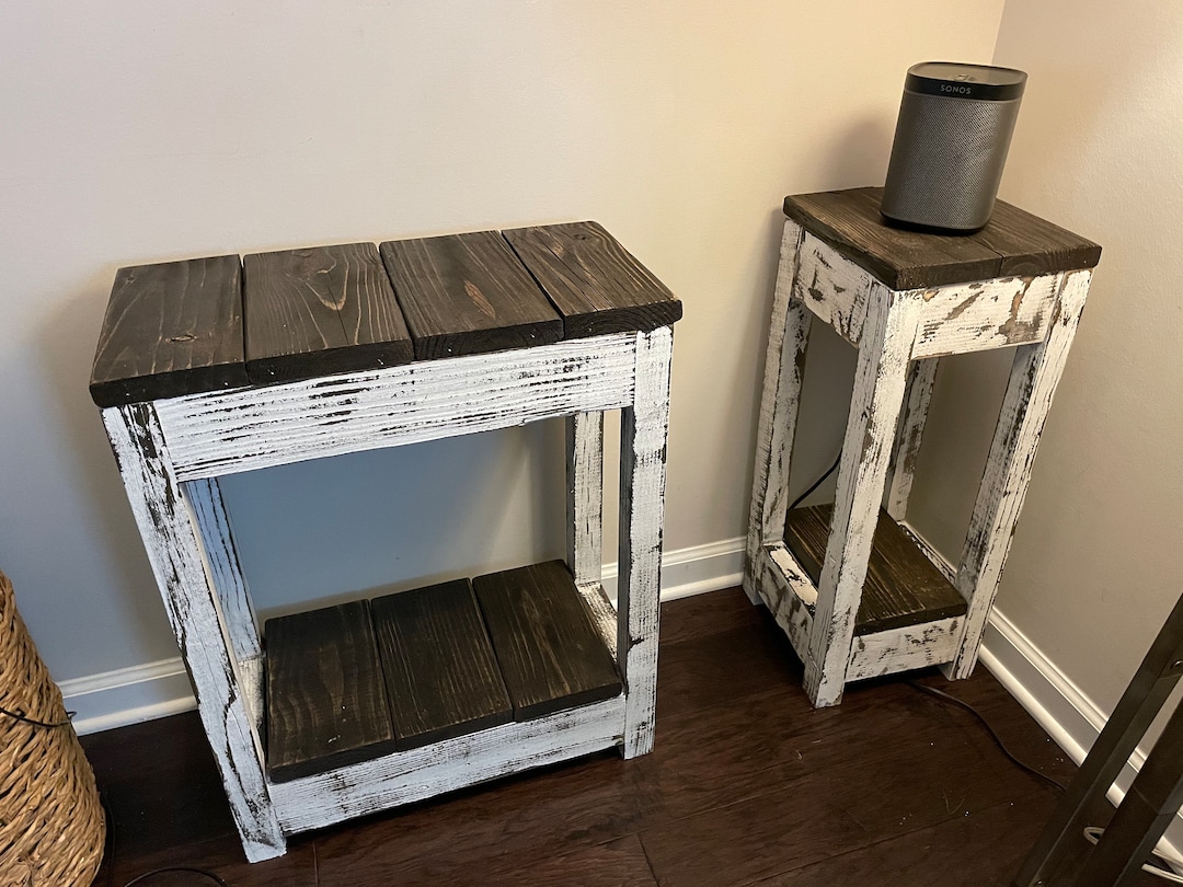 Rustic Reclaimed Wood End Table Set: Farmhouse Style Side Tables - Etsy