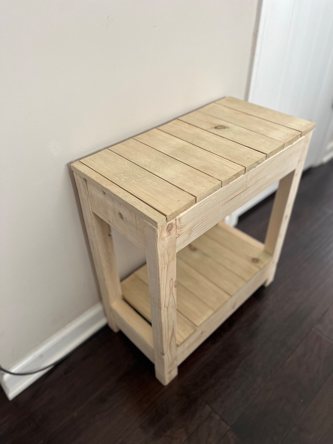 Unfinished Farmhouse-style Sofa End Table / Natural Wood Vintage-style ...