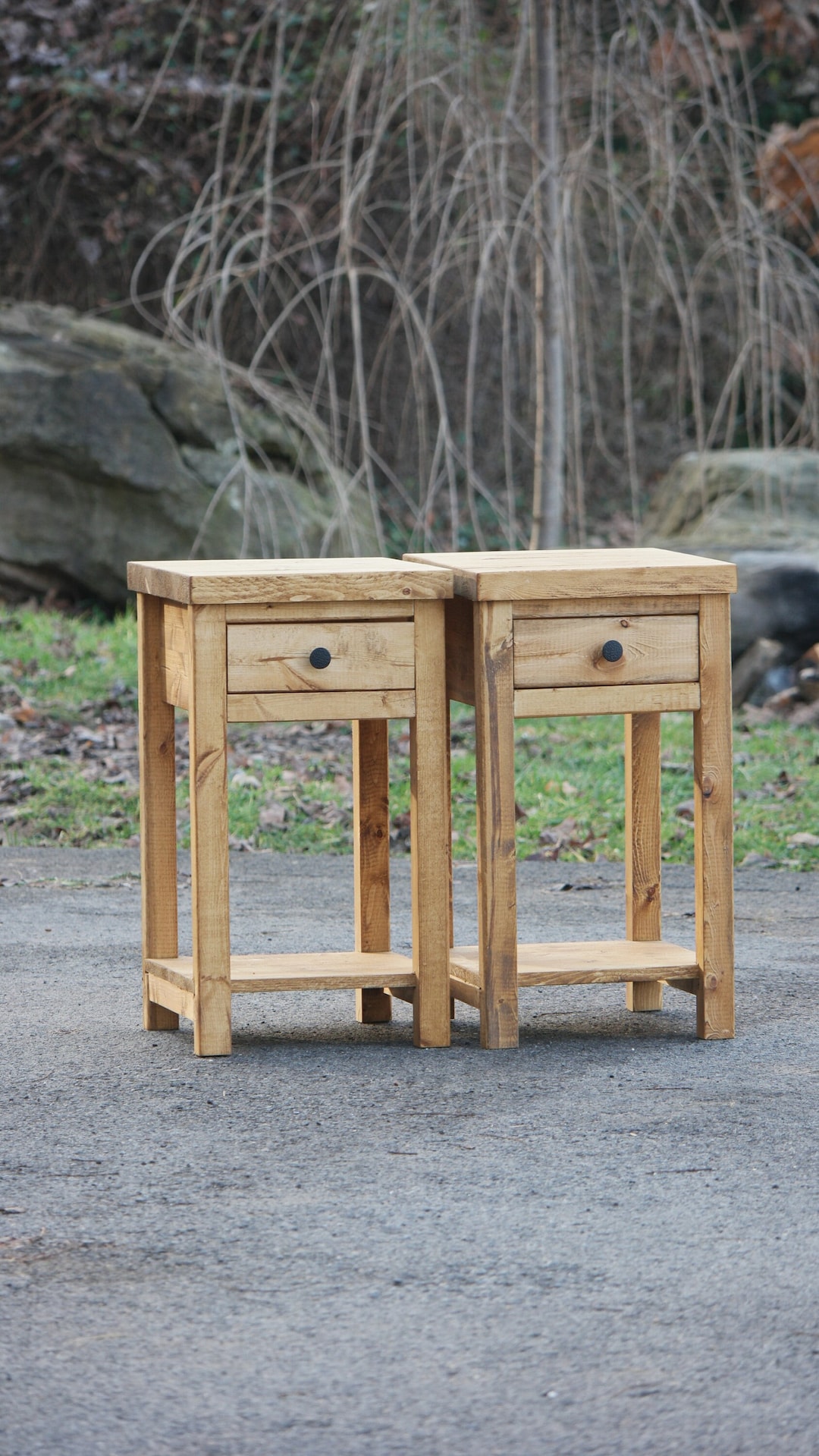 Slim Rustic Modern Nightstands Set of 2 / Single - Etsy