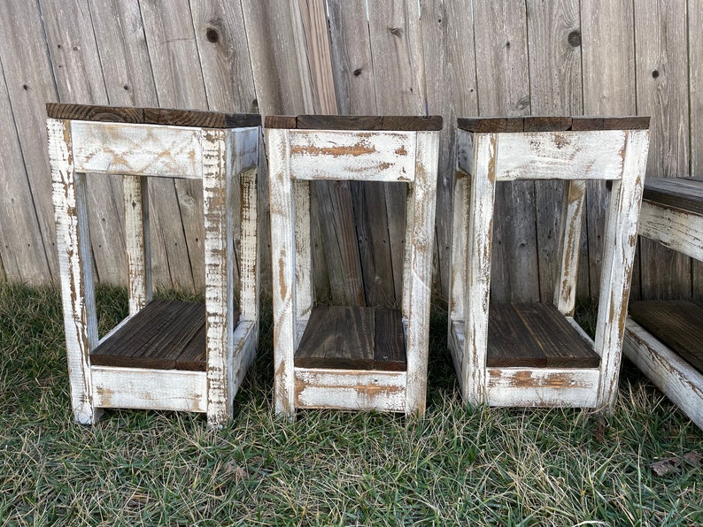 Rustic Farmhouse End Table: Reclaimed Wood Style, Solid Pine - Etsy