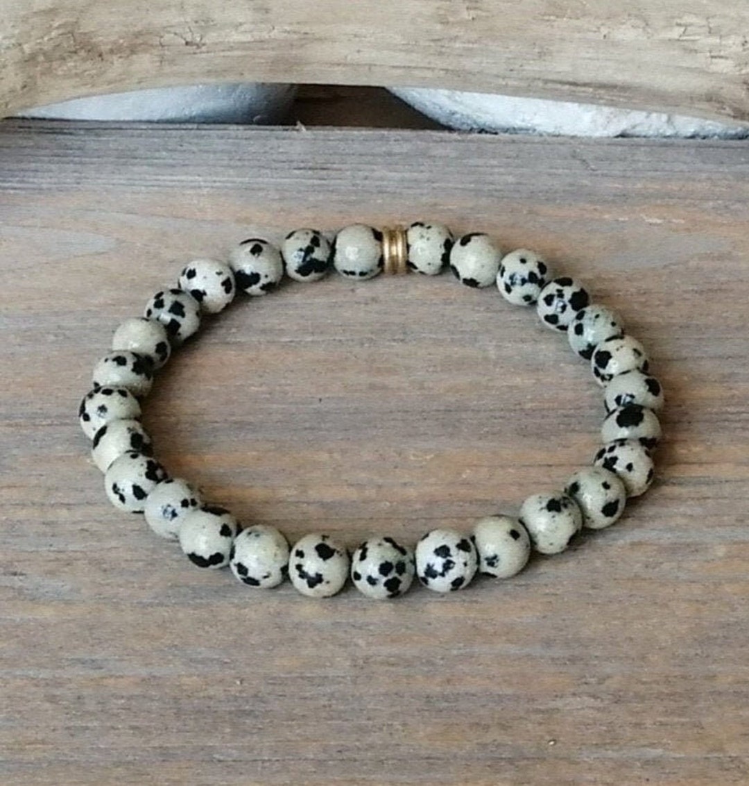Dalmatian Jasper Beaded Bracelet Natural Stone Stone of Joy - Etsy